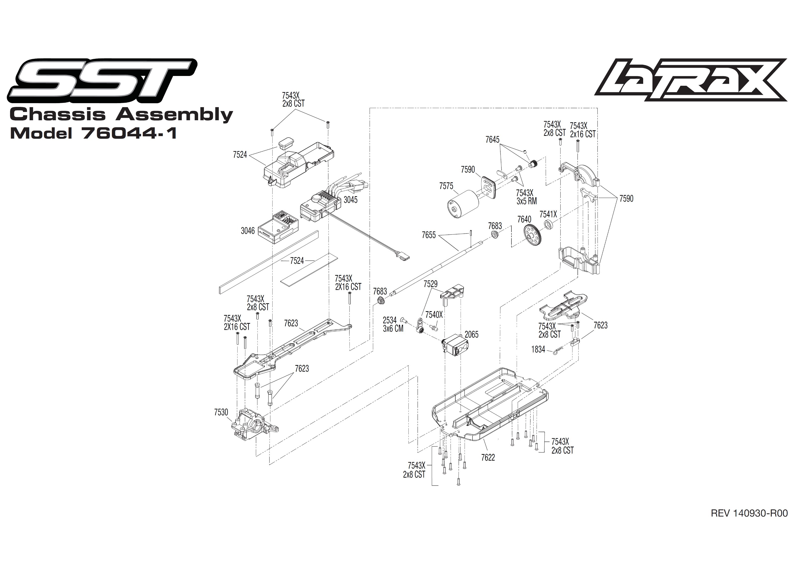 Exploded view: Traxxas LaTrax SST - Chassis | Astra