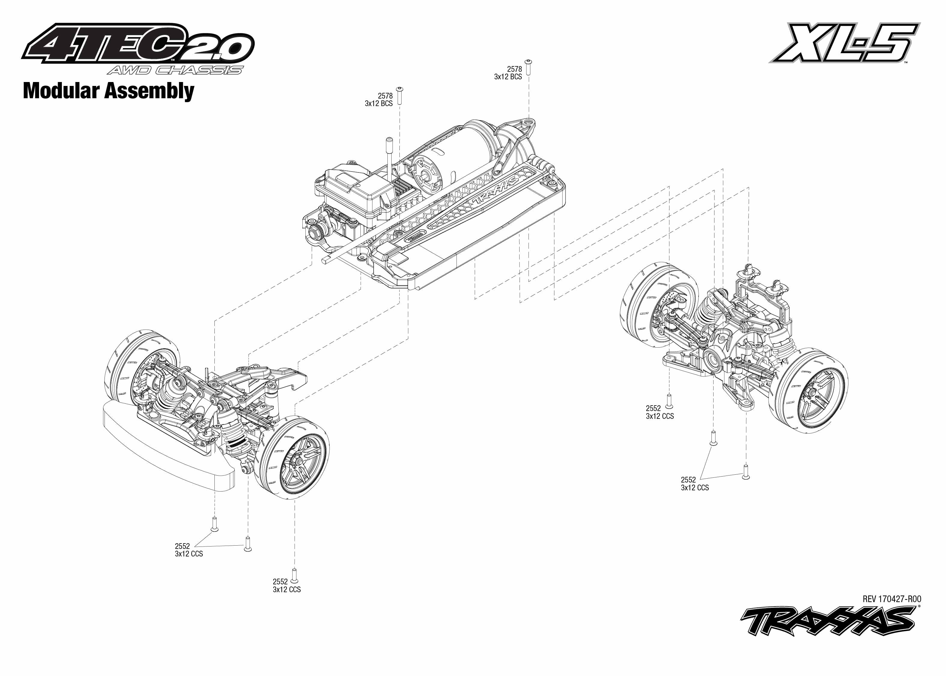 Exploded view: Traxxas 4-Tec 2.0 XL-5 - Modular assembly | Astra