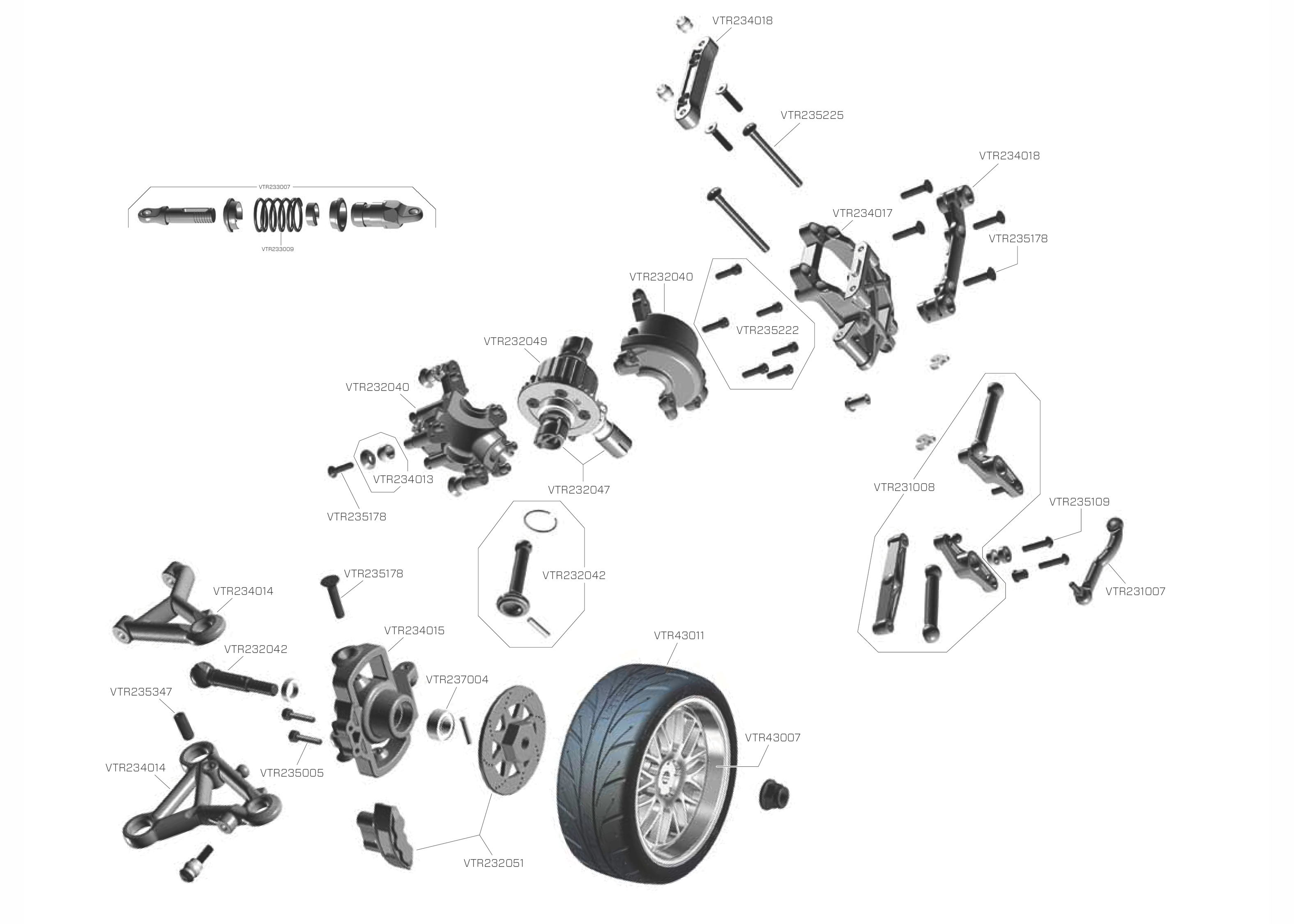Exploded view: Vaterra Chevrolet Camaro 1969 V100-S 1:10 4WD RTR ...